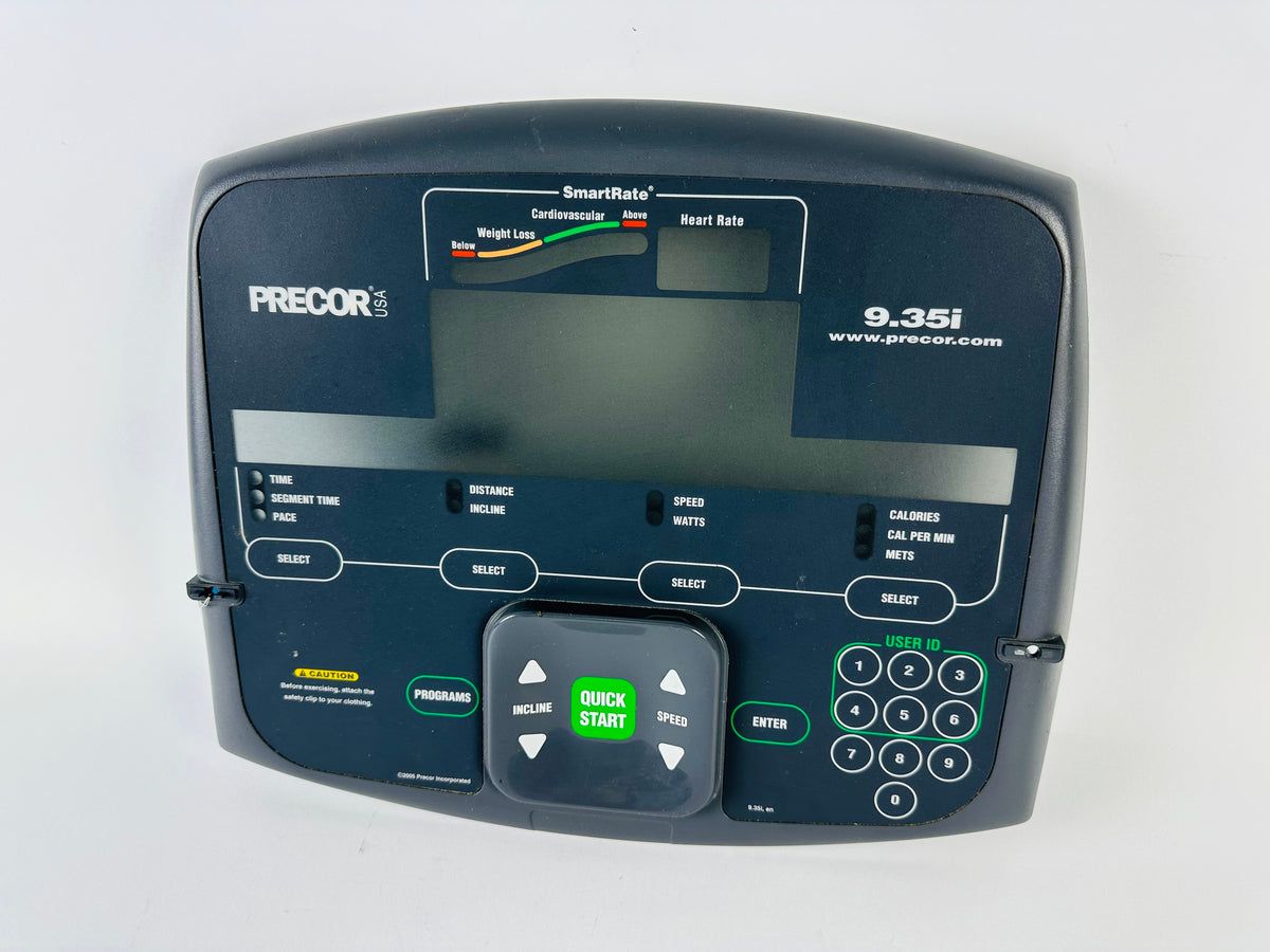 Precor 9.35i Treadmill Upper PCA Console Membrane Display Panel Overla